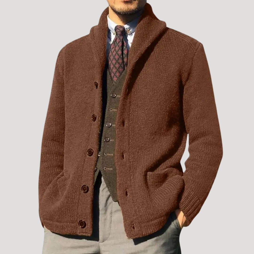 Herr Stickad Cardigan Jacka för Vinter med Sjalkrage | Elegant & Bekväm ...